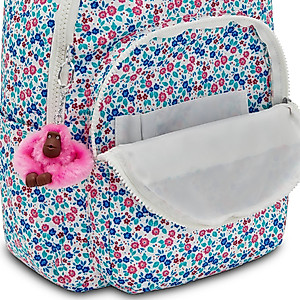 Kipling Women's Seoul Small Backpack, Durable, Padded Shoulder Straps with Tablet Sleeve, School Bag, Micro Flowers, 10.5''L x 13.75''H x 6.75''D