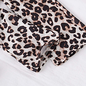 Happy Town Toddler Girls Baby Girls Leopard Sets Long Sleeves Romper +Flare Pants Infant Winter Fall Outfit (short sleeve sets, 3-6 Months)