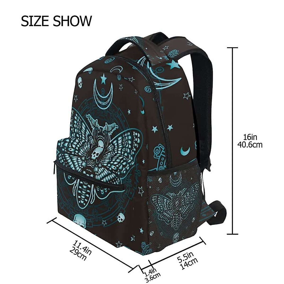 MNSRUU School Backpack Butterfly Skull Mysticism College Knapsack Laptop Rucksack Business Travel Computer Bookbags for Adult Teen One Size