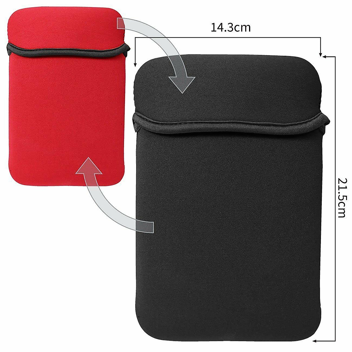 G-HUB - Reversible Neoprene Sleeve for iPAD MINI & iPAD MINI 2 - Cover is BLACK on the outside (or RED when reversed) - Designed by G-Hub specifically for use with the Apple iPad Mini and iPad Mini 2