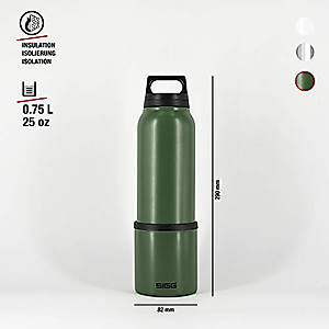 SIGG - Insulated Water Bottle Green - Thermo Flask Hot & Cold with Cup - Leakproof - BPA Free - 18/8 Stainless Steel - 25 Oz
