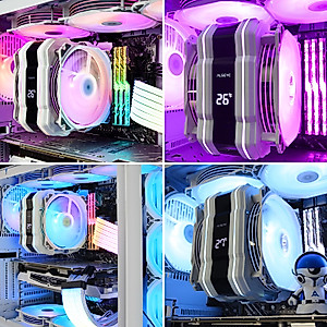 ALSEYE M120D Plus CPU Cooler with Temperature Display, Dual ARGB & PWM Fans, 6 Copper Heat Pipes - Compatible with Intel LGA1700/1200/115X/2011/2066/1366 and AMD AM4/AM5 - Easy Installation - Black