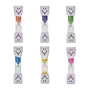 2 Minute Sand Timer Set for Brushing Teeth Pack of 6 Colorful Smiley Hourglass Timers