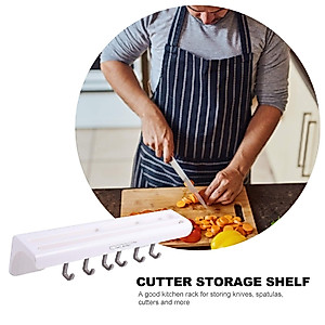 Hemoton Pan Pot Hanger Hook 1 Pc Kitchen Storage Coat Hanger Kitchen Hook Rail Kitchen Holder Shelves for Storage Wall Mounted Wall Mounted Holder Knives Abs White No Punching