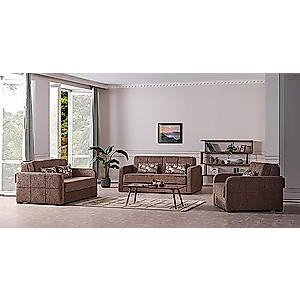 Sweethome Stores 72" Pull Bed with Storage, Firm, Fabric, 650 lbs Capacity, Sleeper Sofa, Futon for Living Room or Home Office Convertible Couch, Classique Sofabed, Brown