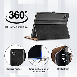 Case for Samsung Galaxy Tab A8 10.5 inch 2022 (SM-X200/X205/X207), Premium PU Leather Tablet Case with Hand Strap Large Pocket Auto Wake/Sleep Smart Cover, Black