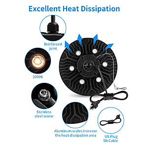 LED High Bay Light 150W, 22500LM LED Shop Light with US Plug 5' Cable, 5000K Daylight UFO LED High Bay Lights, IP65 Commercial Warehouse Light, Super Bright Area Bay Lighting for Garage Barn Workshop