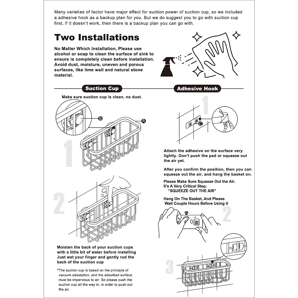 SunnyPoint NeverRust Deluxe Kitchen Sink Suction Holder for Sponges, Scrubbers, Soap, Kitchen, Bathroom, 304 Stainless Steel (Brushed Texture, 7.4 x 3.3 x 2.75 Inch)(Sponge & Brush NOT Included)
