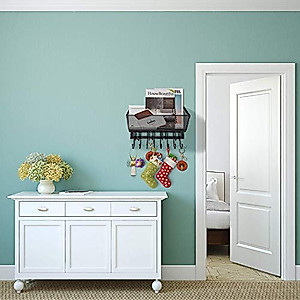 Giftgarden Over The Door Hooks Coat Rack with Wire Mesh Basket, 12 Hooks Door Hanger & Wall Mount Storage Organizer for Bathroom Bedroom Kitchen Cabinet Office Hanging, Black