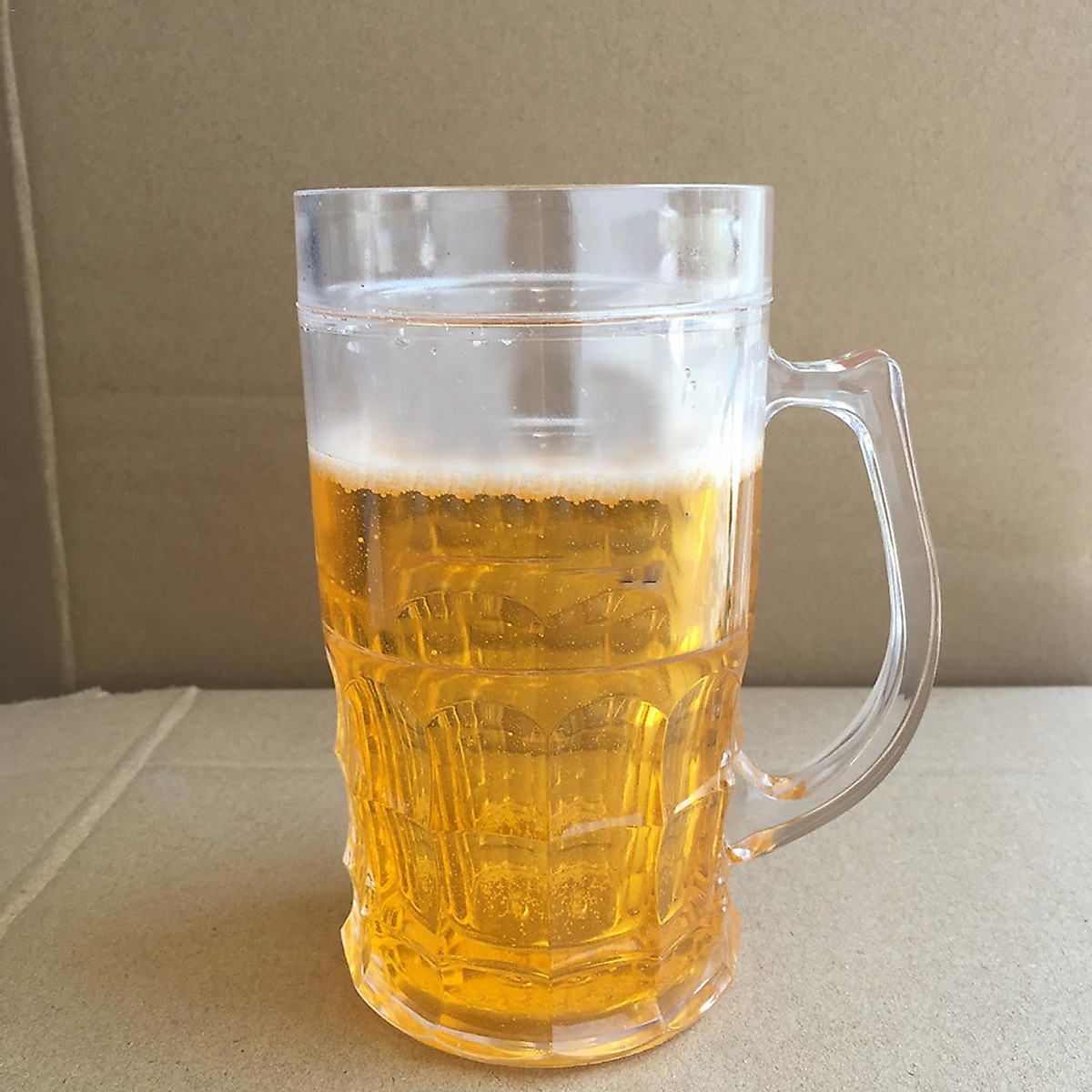 Beer Mug - Beer Cup - 15.5x8cm Beer Mugs - 450ml Double Layer Funny Fake Beer Cup, Creative Beer Mugs, Double-layer Glass Beer Mug, Creative Fake Double Mezzanine, Large Capacity Beer Mug With Handles