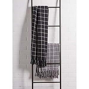 DII Transitional Checked Plaid Woven Throw, 50x60, Black