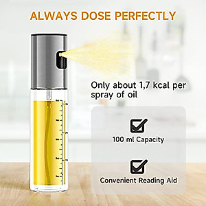 Uktunu Oil Sprayer for Cooking,2 Pack 100ml Glass Olive Oil Sprayer Mister, Olive Oil Spray Bottle, Kitchen Gadgets Accessories for Air Fryer, Canola, Widely Used for Salad Making, Frying, BBQ