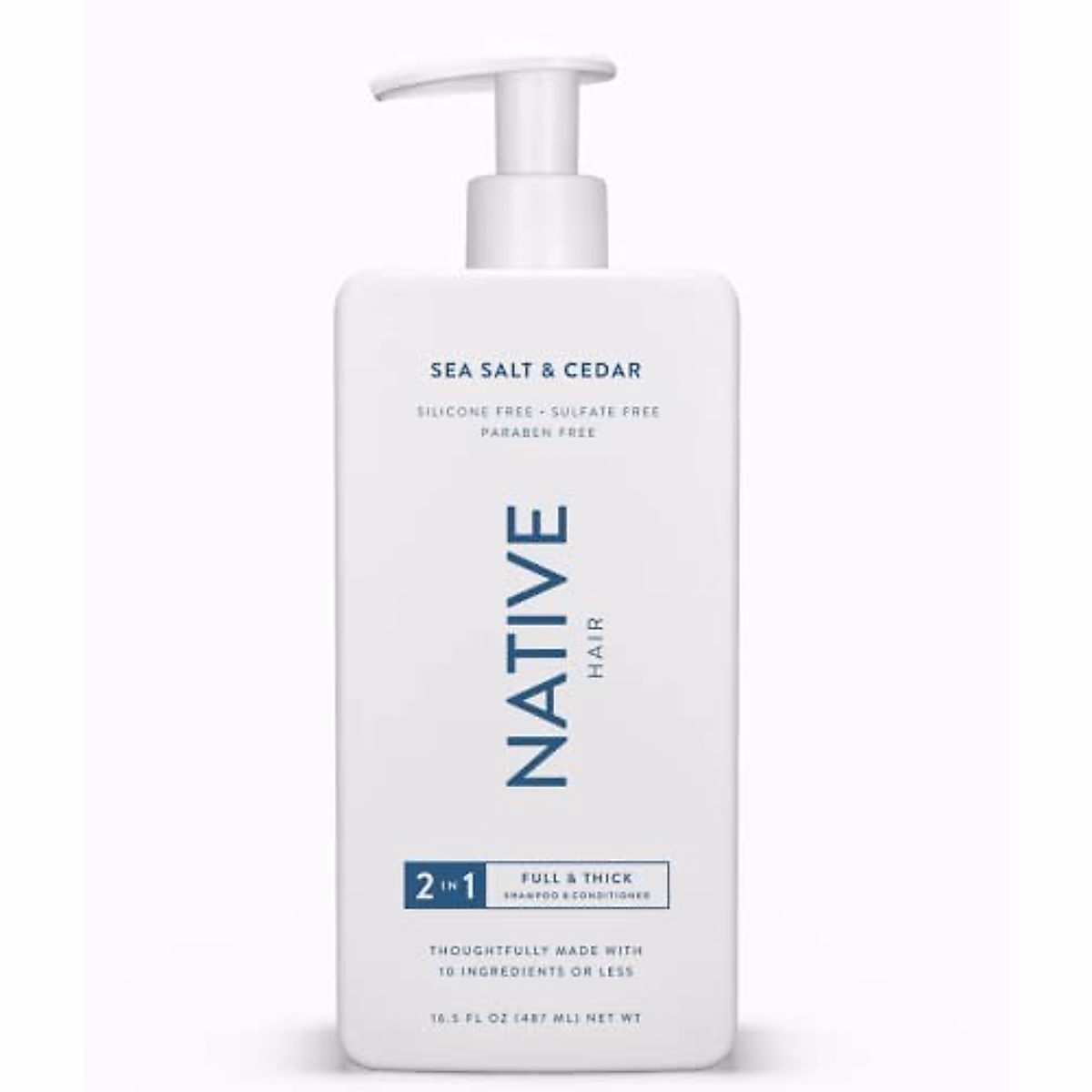 Native Sea Salt & Cedar 2-in-1 Shampoo and Conditioner, Full & Thick |Sulfate Free, Paraben Free, Dye Free, with Naturally Derived Clean Ingredients| 16.5 oz