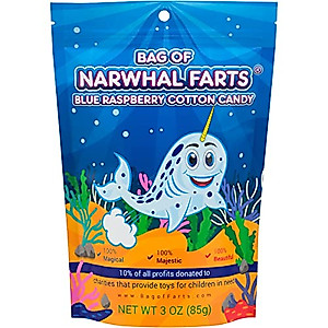 Bag of Narwhal Farts Cotton Candy Funny Gift for All Ages Unique Birthday for Friends, Mom, Dad, Girl, Boy Funny Easter Basket Stuffer Gag Gift