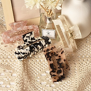 Hair Acetate Claw Clips, 4 Pcs Medium Acrylic Celluloid Design Claw Clips, 3.4" Hair Clips Marble for Thick Hair Bride Women Girls