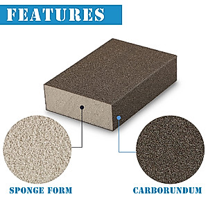 16Pcs 120 Grit Sanding Blocks, Jamiikury Fine Sanding Sponge Washable and Reusable, Wet Dry Sandpaper Sponge for Wood Metal FurniturePaint and Drywall