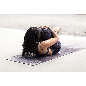 YOGA DESIGN LAB | Travel Yoga Mat | 2-in-1 Mat+Towel | Lightweight, Foldable, Eco Luxury | Ideal for Hot Yoga, Bikram, Pilates, Barre, Sweat | 1.5mm Thick | Includes Strap (Mandala Black, 1.5mm)