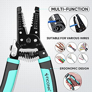 TICONN Crimping Tool for Heat Shrink Connectors - Ratcheting Wire Crimper - Crimping Pliers - Ratchet Terminal Crimper - Wire Crimp Tool (Combo Kit)