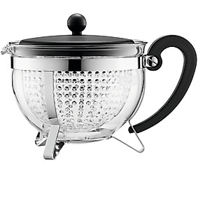 Bodum Darjeeling Large Tea Pot, Black Plastic Lid and Stainless Steel Frame, 1.3Litre, 44-Ounce