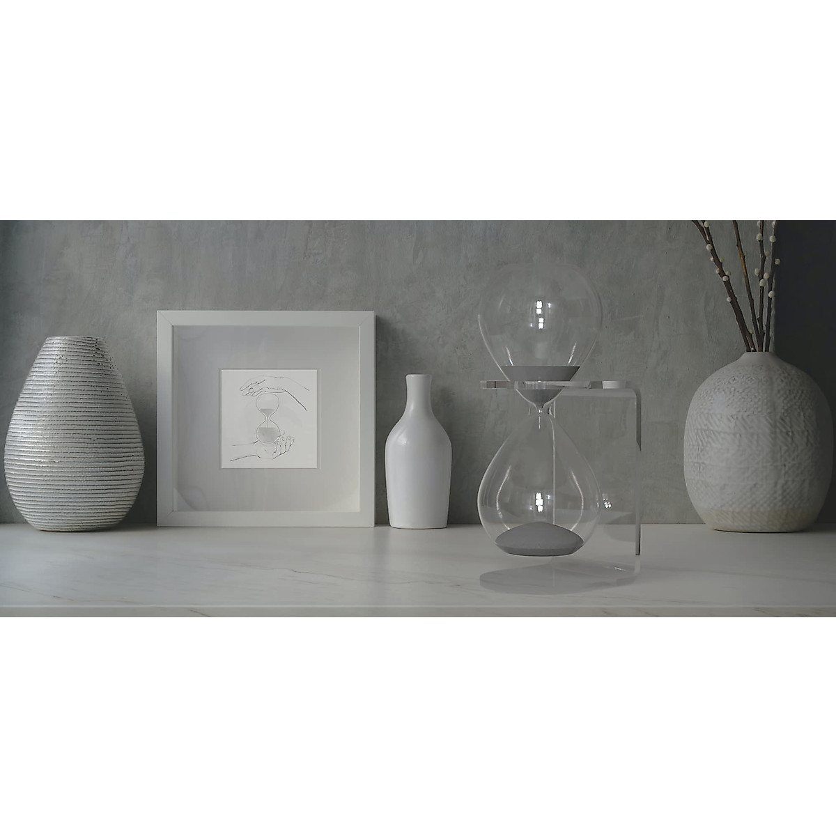 Tooby Hourglass Sand Timer 30 Minutes, Halfhour Glass with Decorative Acrylic Floating Support, Crystal Sand Clock Modern Decor for Home and Office