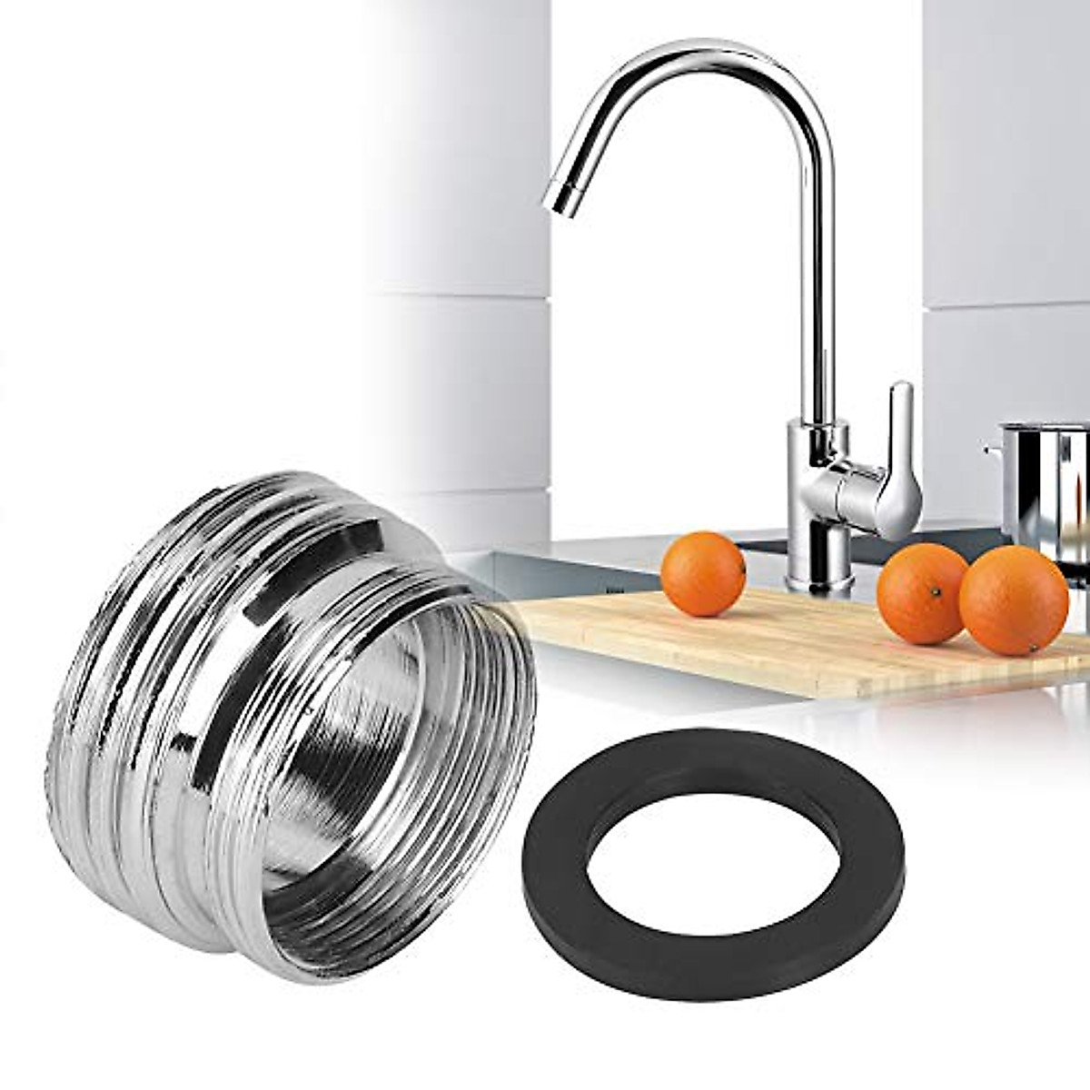 Kitchen Skin Aerator Faucet Adapter, Faucet Garden Hose Adapter Valve, Chrome Plated Brass Male Female Faucet Adapter to Connect Garden Hose, Dual Threads Faucet Aerators with Gasket