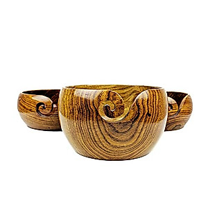 Nagina International Premium Rosewood Crafted Wooden Portable Yarn Bowl | Knitting Bowls | Crochet Holder (Set of 3)