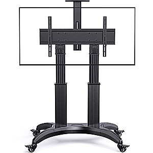 Perlegear Mobile TV Stand, Rolling TV Cart for 55-90 inch Flat or Curved TVs up to 125 lbs, Heavy-Duty Aluminum Floor TV Stand, Adjustable Rolling TV Stand on Wheels, Max VESA 800x500mm, PGTVMC10
