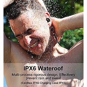 Solar Powered Wireless Earbuds, Bluetooth Headphones with Charging Box and Solar Panels, Built-in Microphone Earphones Sport Waterproof Touch Control in Ear for iPhone, iPad, Android (Black)