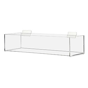 Marketing Holders Slatwall Acrylic Retail Tray 15 Inch Wide x 4 Inch Deep Rectangular One Compartment Lucite Product Merchandise Storage Organizer for Businesses and Shops