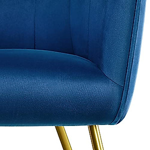 Yaheetech Accent Chair, Modern Velvet Living Room Chair with Metal Legs and Soft Padded, Comfy Side Chair for Bedroom/Office/Study/Waiting Room, Dark Blue