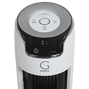 Genesis Powerful 43 Inch Oscillating Tower Fan with Max Air Quiet Technology and Remote, White (G5TOWERFAN)
