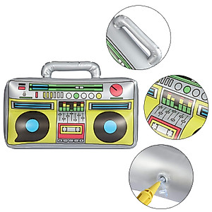 meekoo Inflatable Boombox 16.5 Inches Inflatable Boom Box 80s 90s Party Decorations for Rappers Hip Hop B-Boys Costume Accessory Party Supplies (3 Packs)