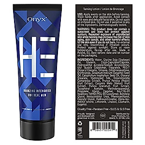 Onyx HE Tanning Bed Lotion for Men - Indoor Tanning Lotion Accelerator & Bronzer, Quick & Dark Tan, Men's Tanning Lotion with Skin Firming, Muscle Bronzing Complex & Moisturizing Formula