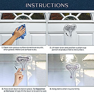 LITES-UP Heavy Duty Double Suction Cup Hook Reusable Wreath Hanger - Holds up to 25 LBs - Set of 2