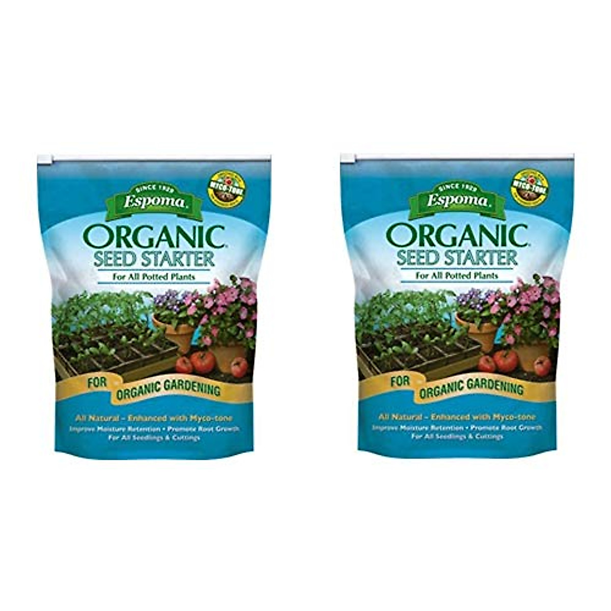 Espoma Organic Seed Starter Premium Potting Soil Mix - All Natural & Organic Seed Starting Mix with Mycorrhizae. For Organic Gardening, 16 qt, Pack of 2