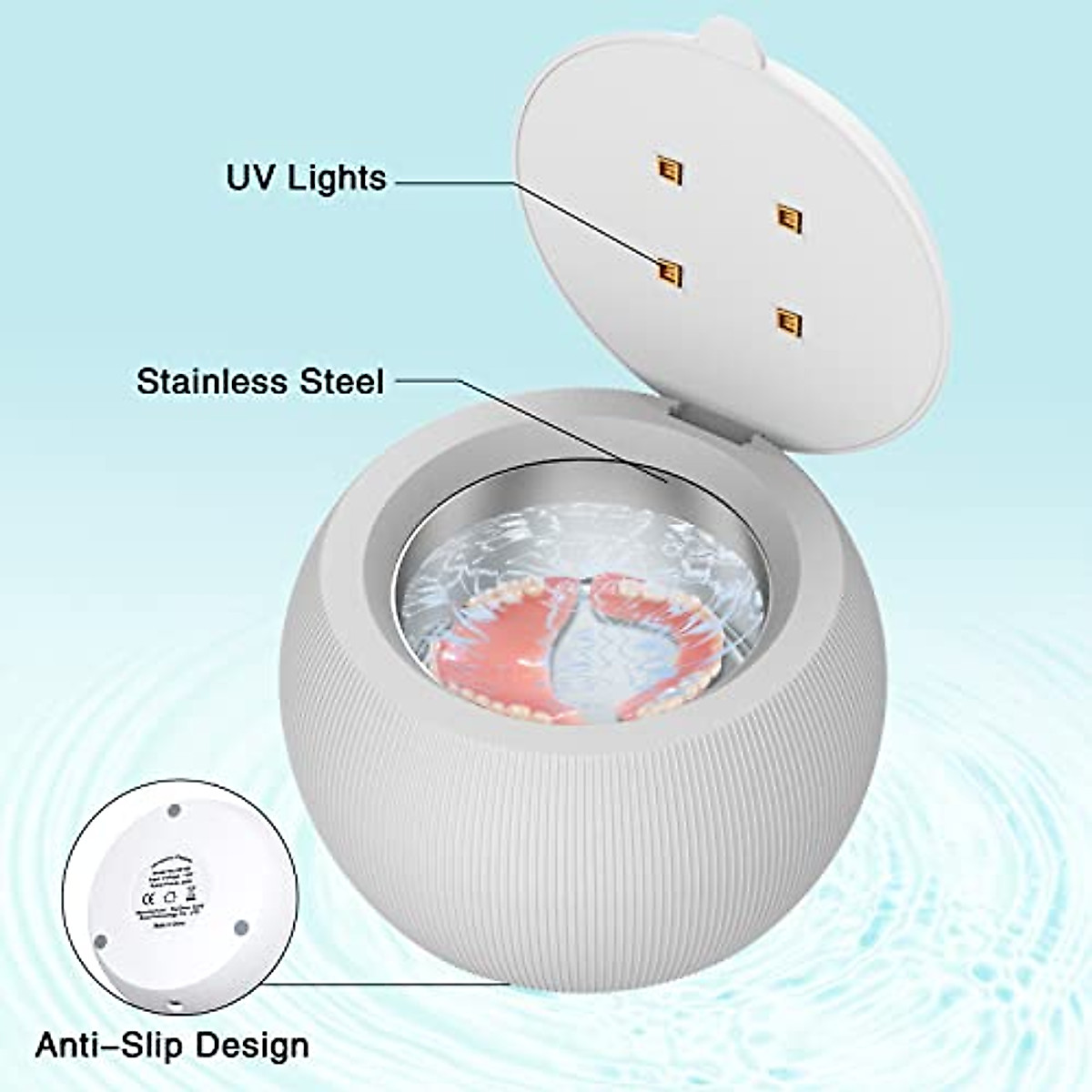 Voraiya® Ultrasonic Cleaner UV for Dentures, Aligner, Retainer, Whitening Trays, Night Dental Mouth Guard, Toothbrush Head, Ultrasonic Cleaner Machine for all dental Appliances, Jewelry, Diamonds