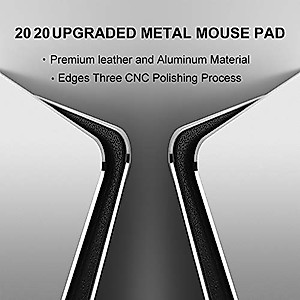 Metal Aluminum Mouse Pad, Office and Gaming Thin Hard Mouse Mat Double Sided Waterproof Fast and Accurate Control Mousepad for Laptop, Computer and PC,9.45 X 7.87 Inch,Silver