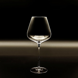 AtMU Handblown 24 fl. OZ Extra Large Wine Glasses Set of 2, Burgundy Style, Delicate Fine Crystal, Lead-Free, Hand Made Premium, Exellent Gift, Laser Cut Thin Rim with Long Stem