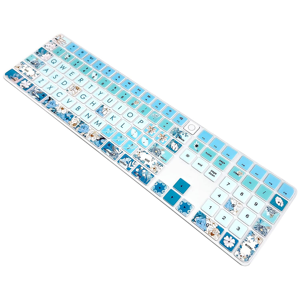 WSLUCKO Keyboard Cover Skin for 2021 New Apple iMac Magic Keyboard (Model: A2520) with Numeric Keypad & Touch ID, Cute Printing Silicone Keyboard Protector,Peony