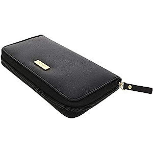 SUN-STAR FLat Pencil Case Compact, Cosmetic Makeup Pouch, Lay Flat Pen, Black