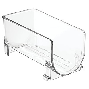 mDesign Plastic Free-Standing Water Bottle Holder Storage Organizer, Wine Rack for Kitchen Countertops, Table Top, Pantry, Fridge - Stackable, Each Rack Holds 1 Bottle, 4 Pack - Clear