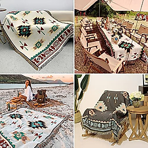 Hopstar Aztec Throw Blanket Navajo Indian Blankets and Throws Boho Western Decor Couch Cover Blanket for Bed Sofa Living Room Beach Travel 51"x63"