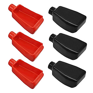 6PCS Battery Terminal Covers Positive and Negative Battery Terminal Insulating Boots Flexible Soft Plastic Protector Caps, Cable Protector Covers (Black and Red)