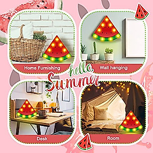 2 Pieces Watermelon Marquee Light LED Watermelon Night Lights Battery Operated Table Fun Lamp Sign Wall Watermelon Decor Decorations for Baby Kids Children Girl Bar Bedroom Nursery, Red Watermelon