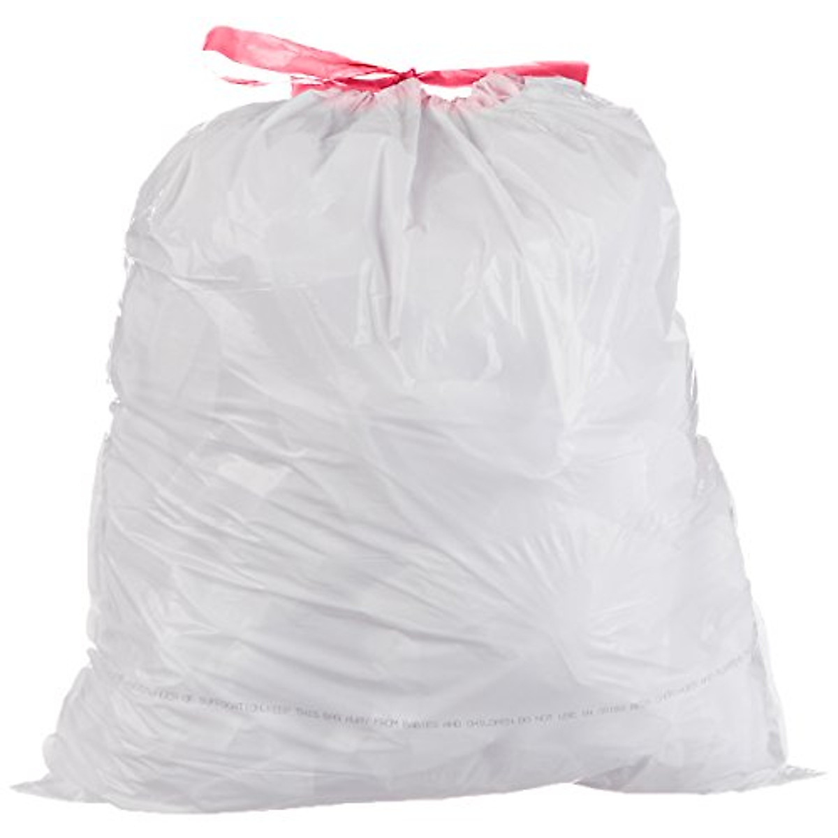 Amazon Basics 13-Gallon Tall Kitchen Trash Bag with Draw String, 0.9 mil, White, 300-Count