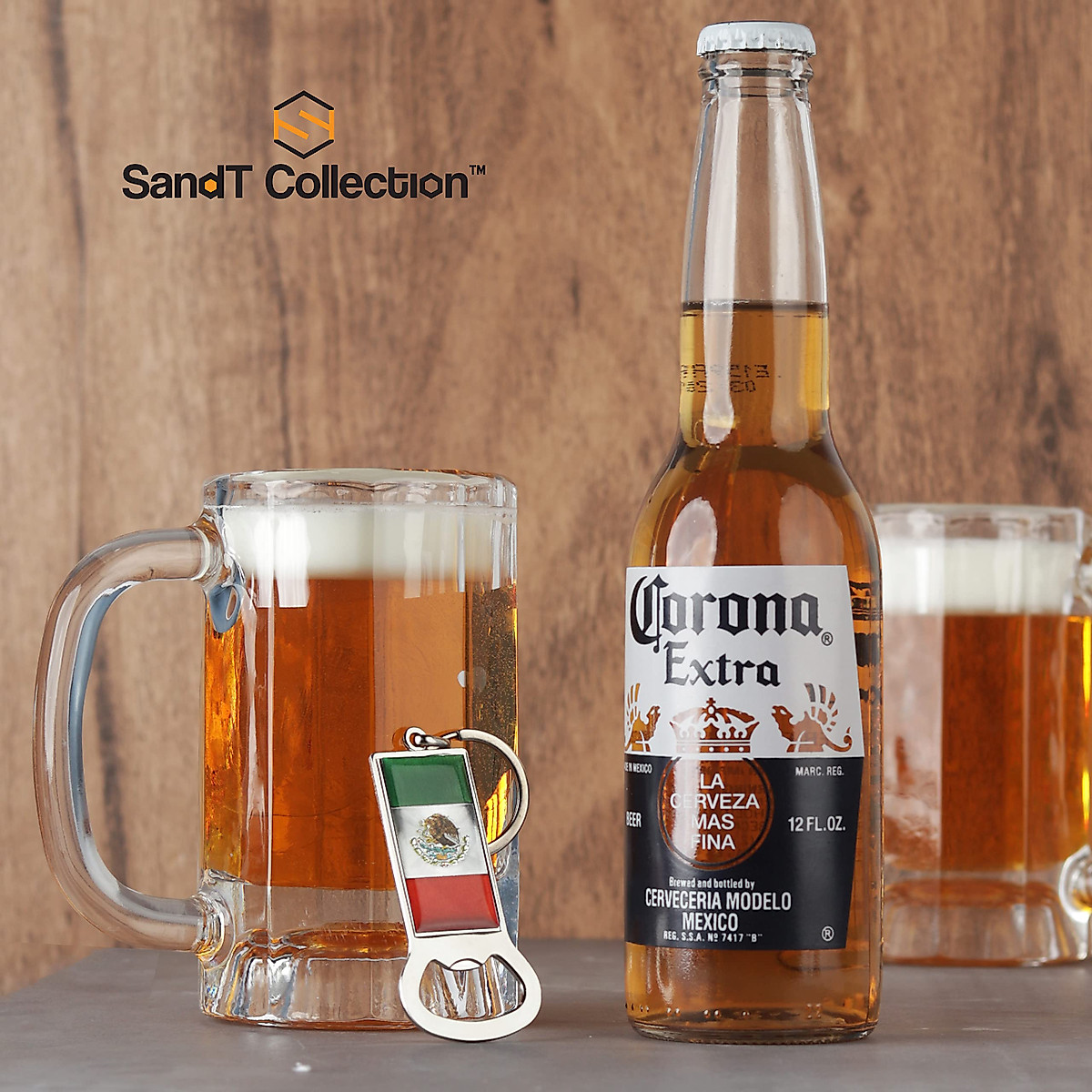 3 Piece Mexican Flag Beer Bottle Opener Keychain