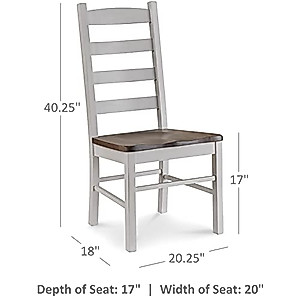 Carol's Inspirations 7 Piece Solid Wood Dining Room Set | 38x64 Inch Farmhouse Kitchen Table with 6 Wooden Chairs | Brown and White Farmhouse Table with Eased Edge and Distressing | Made in USA