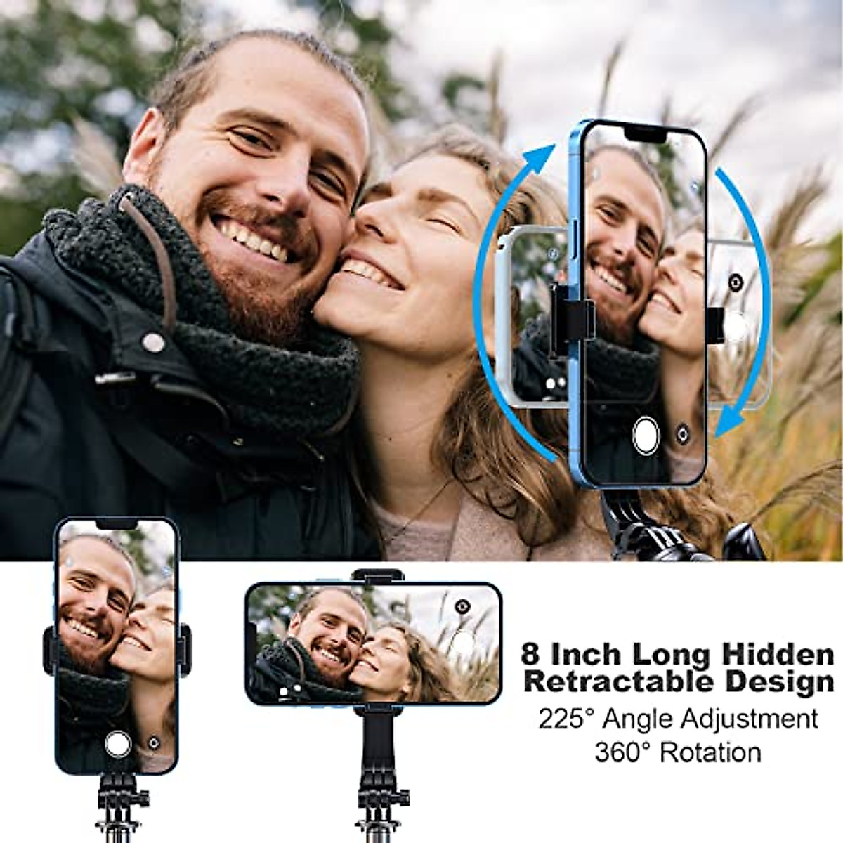 Absob Selfie Stick Tripod, All in One Extendable Portable 43" iPhone Tripod Selfie Stick with Bluetoioth Wireless Remote Compatible with iPhone 13 12 11 pro Xs Max Xr X Galaxy Note10/S20/S10