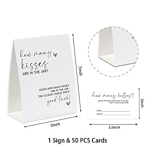 How Many Kisses Bridal Shower Game, Guess How Many Game (1 Standing Sign + 50 Guess Cards), Minimalist Guessing Cards, Guess How Many Baby Shower Game-GK02