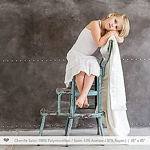 Little Giraffe Chenille Satin Baby Blanket 35" x 45", Blue